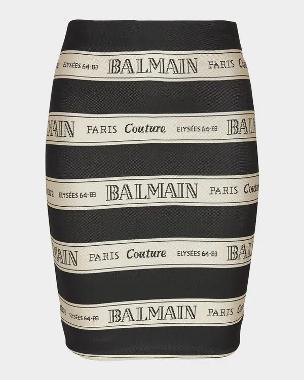 Balmain Striped Jacquard Mini Skirt - Blkbeige