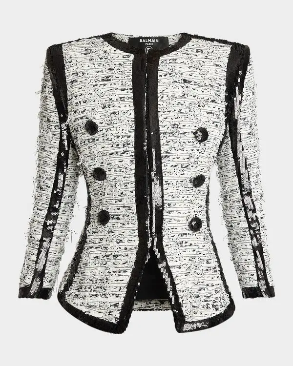 Balmain Raw-edge Sequined Blazer