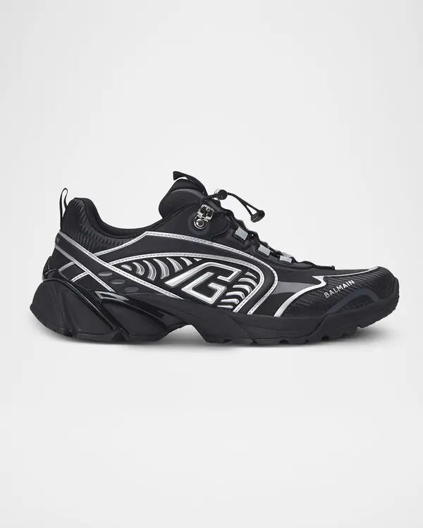 Balmain Cosmic Dust Runner Sneakers - Black/silver