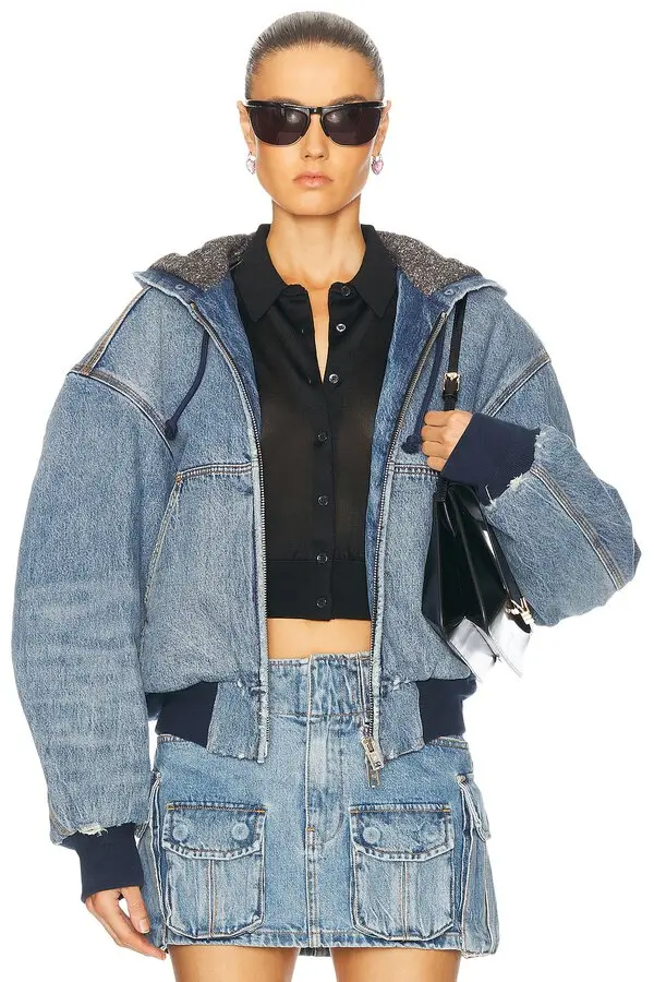 Alexander Wang Workwear Zip Up Jacket - Classic Worn Indigo