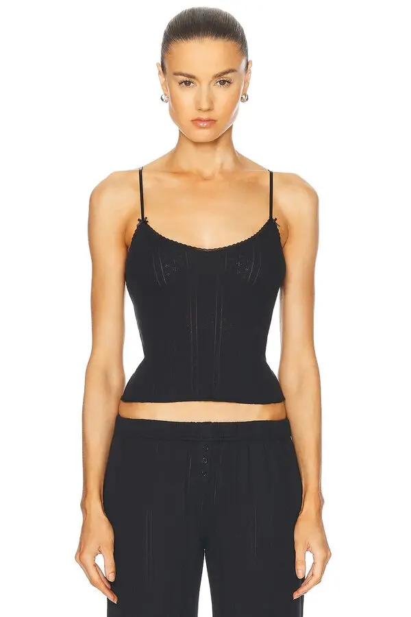 COU COU The Long Cami Top - Black
