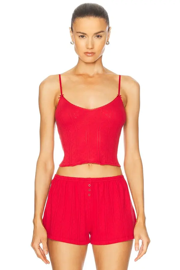 COU COU The Cami Top In Red - Cherry Red