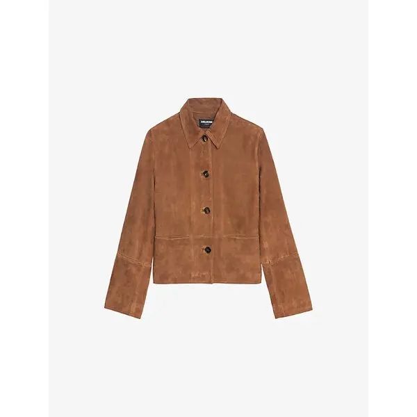 Zadig&Voltaire Lessa Embossed-logo Suede Jacket - Cognac