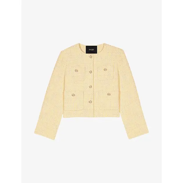 Maje Cotton-blend Tweed Jacket - Jaunes / Oranges