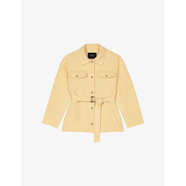 Maje Short Belted Wool-blend Coat