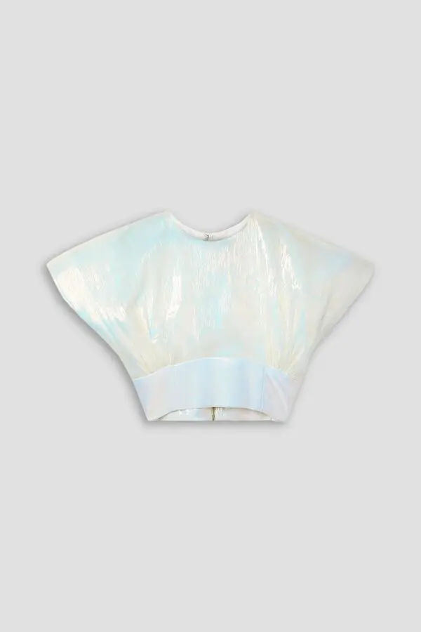 Christopher John Rogers Cropped Iridescent Textured Organza Top