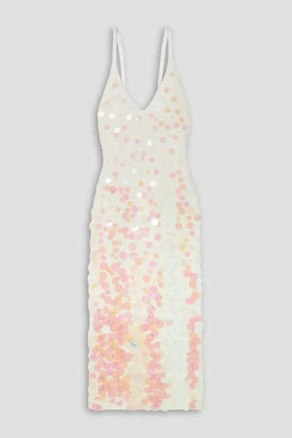 Christopher John Rogers Sequin-embellished Wool Midi Dress