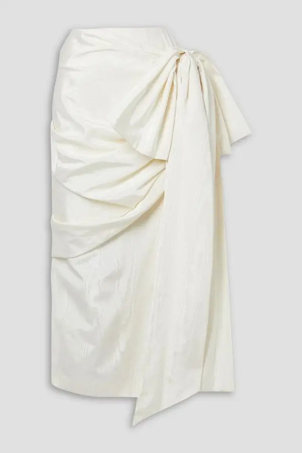 Christopher John Rogers Draped Moire Midi Skirt With Bow