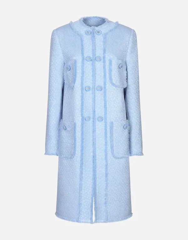 Dolce & Gabbana Single-breasted Raschel Tweed Coat - Azure
