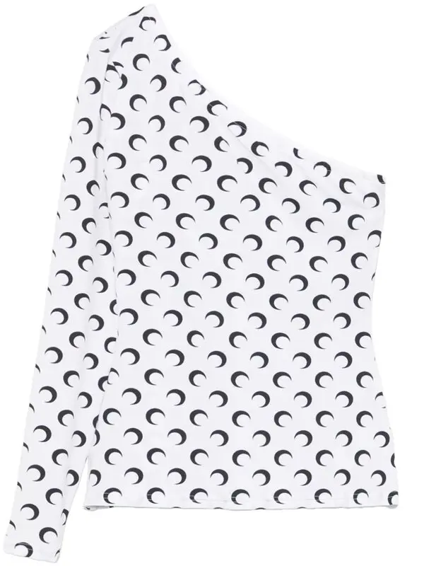 MARINE SERRE Crescent Moon Asymmetric Top - White