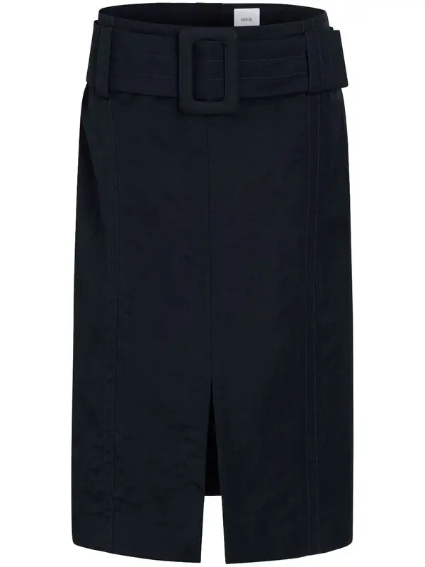 Patou Belted Midi Skirt - Blue