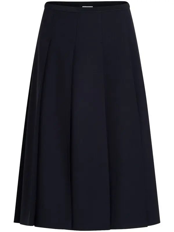 Patou Pleated Twill Midi Skirt - Blue