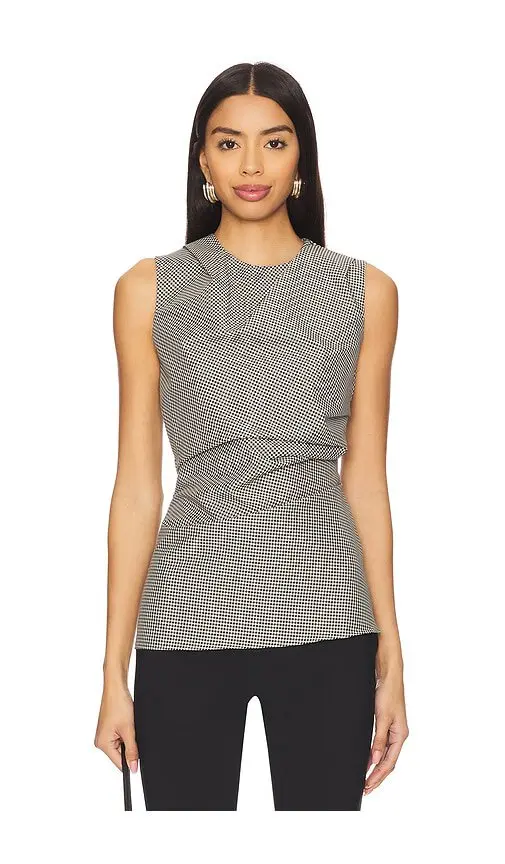 RÓHE Top With Cowl Neck - Cream & Black Small Check