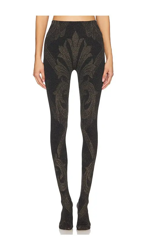 Wolford X Etro Metallic Jacquard Tights - Black & Gold