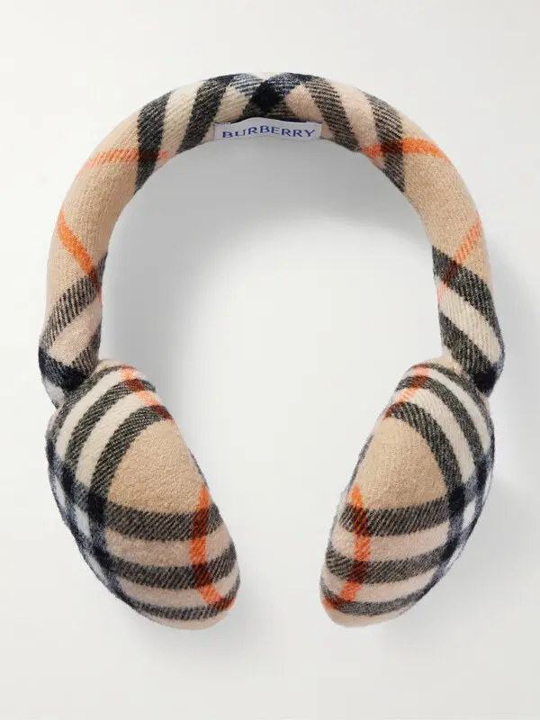 Burberry Checked Wool-felt Earmuffs - Neutrals