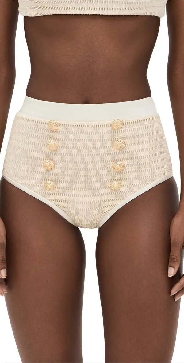 PatBO Metallic High Waist Bikini Bottoms