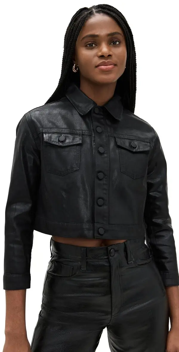 L'Agence Koda Crop Jacket - Noir Coated