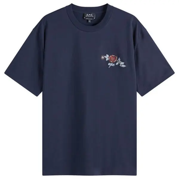 A.p.c. Oscar Floral Logo T-shirt - Dark Navy
