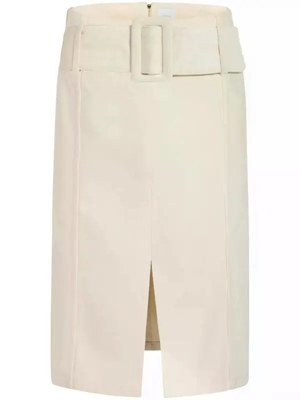 Patou Belted Denim Midi Skirt - Neutrals