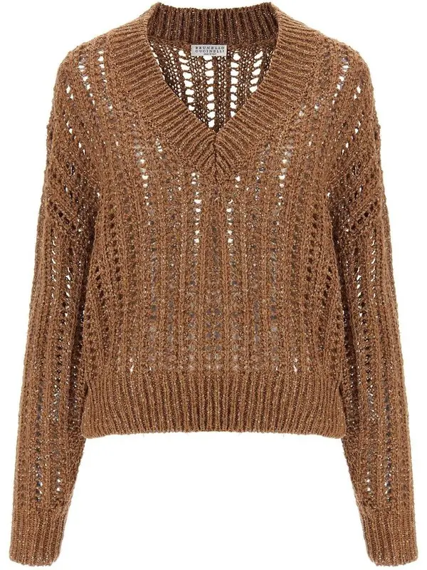 Brunello Cucinelli Net Jumper - Brown