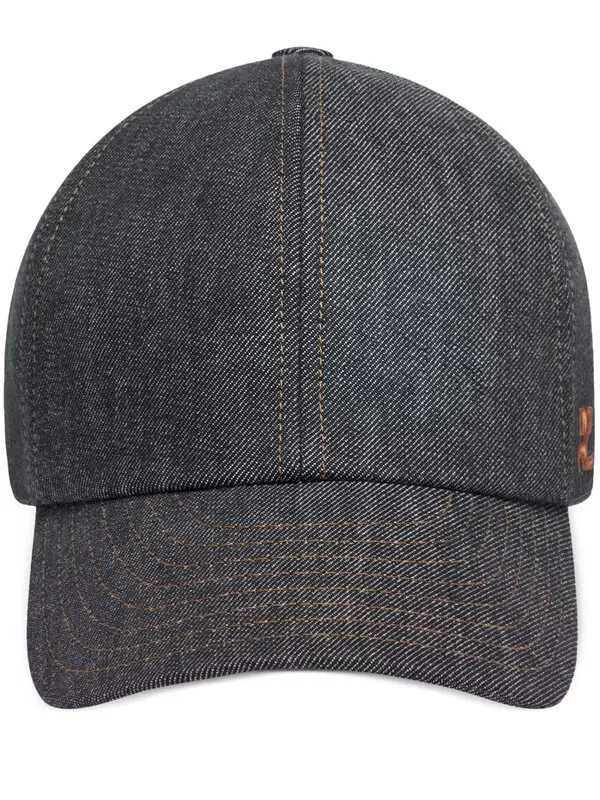 COURREGES Signature Denim Baseball Cap - Grey