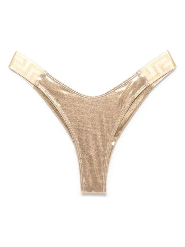 Versace Greca Waistband Bikini Bottom In Gold 29% Off Editorialist