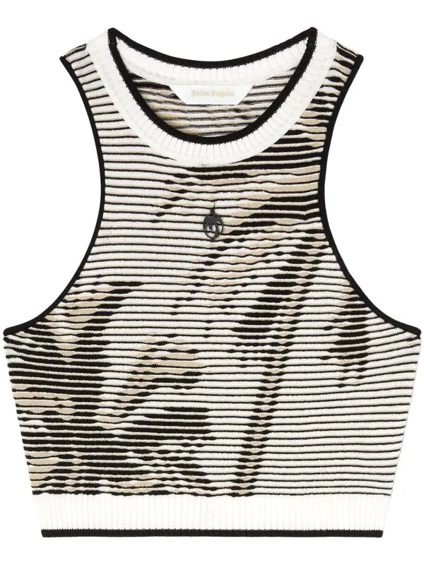 Palm Angels Jacquard Cropped Top - Black