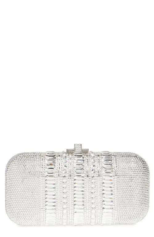 Judith Leiber Long Slide Crystal Minaudière - Silver Rhine Multi