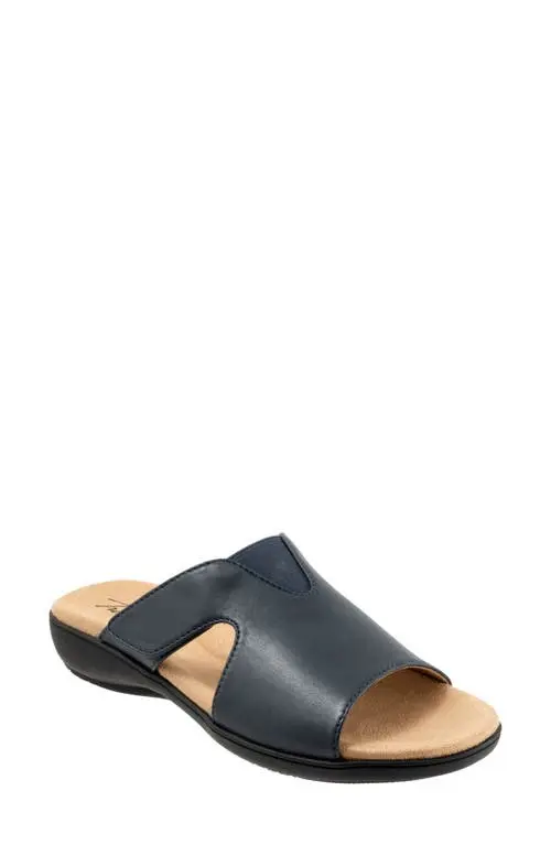 Trotters Roxine Leather Slide Sandal - Navy