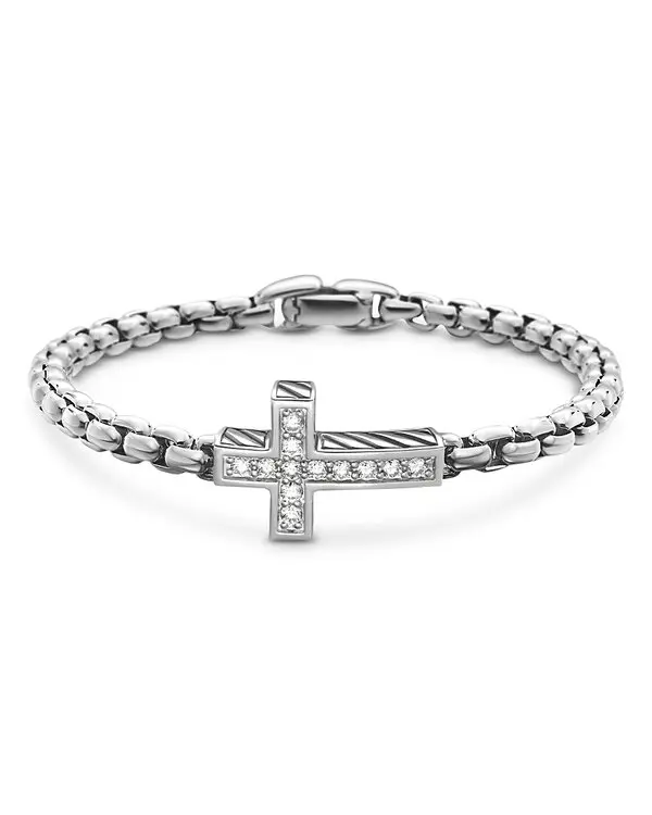 David Yurman Cross Station Bracelet With Diamonds - Silver