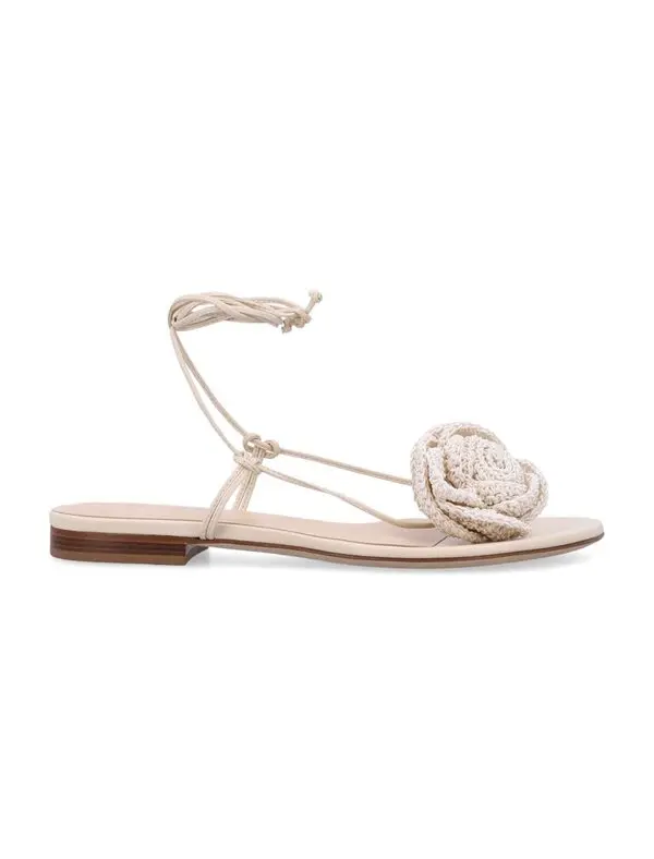 Magda Butrym Crochet Flower Gladiator Sandals - Beige