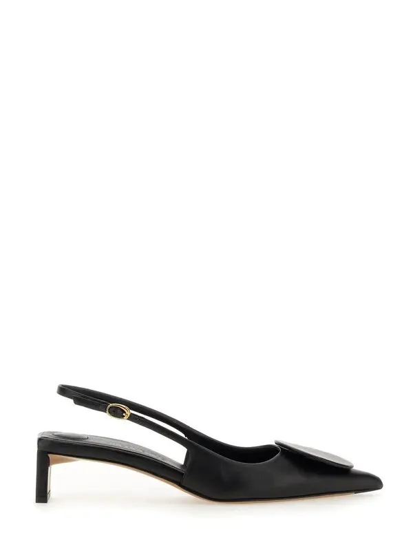 Jacquemus Leather Slingback Heel - Black