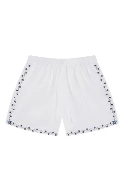 MAVRANS Beach House Linen Blend Shorts - White