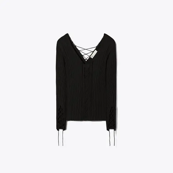 Tory Burch Lace-up Wool Sweater