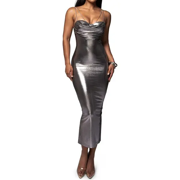 JLUXLABEL Visions Of You Sleeveless Maxi Dress - Silver