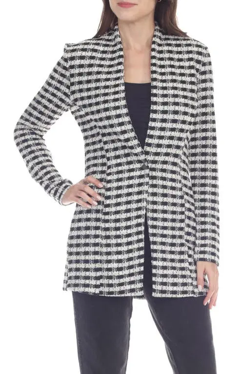 RAIN AND ROSE Check Tweed Longline Blazer