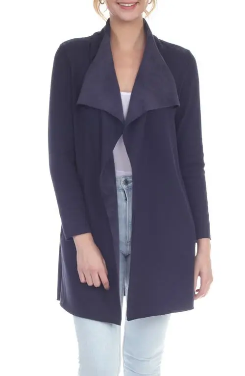 RAIN AND ROSE Drape Neck Jacket - Navy