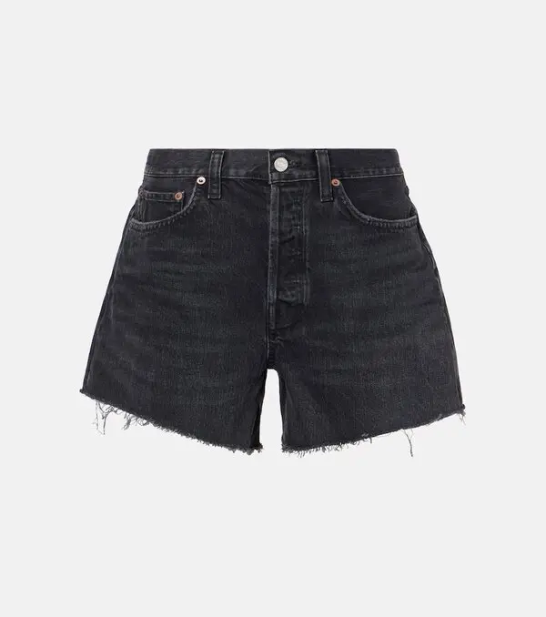 AGOLDE Parker Long High-rise Denim Shorts - Black