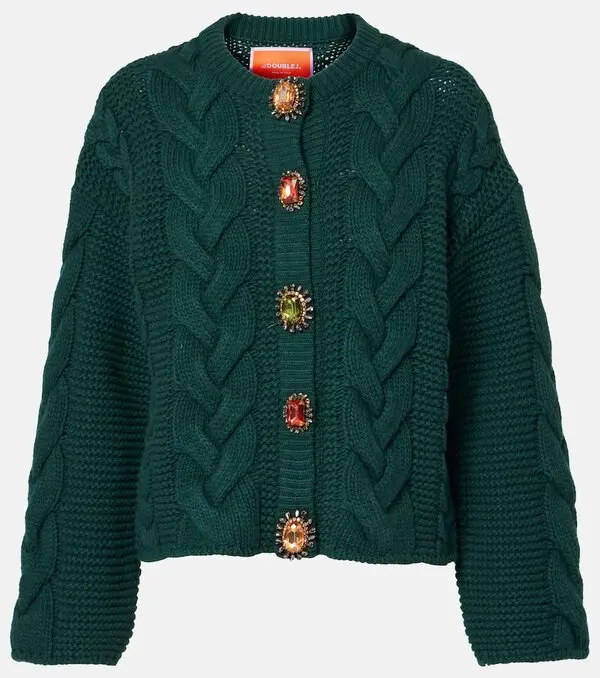 La DoubleJ Portrait Cable-knit Cardigan - Black