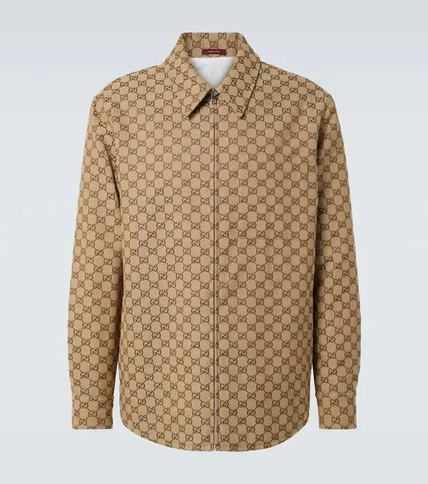 Gucci Gg Canvas Cotton-blend Overshirt - Beige