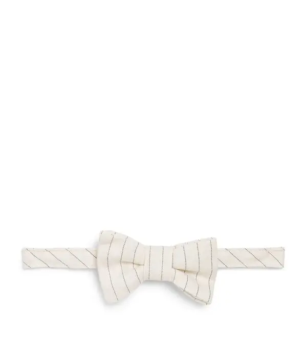 IL GUFO Cotton-hemp Pinstripe Bow Tie - White