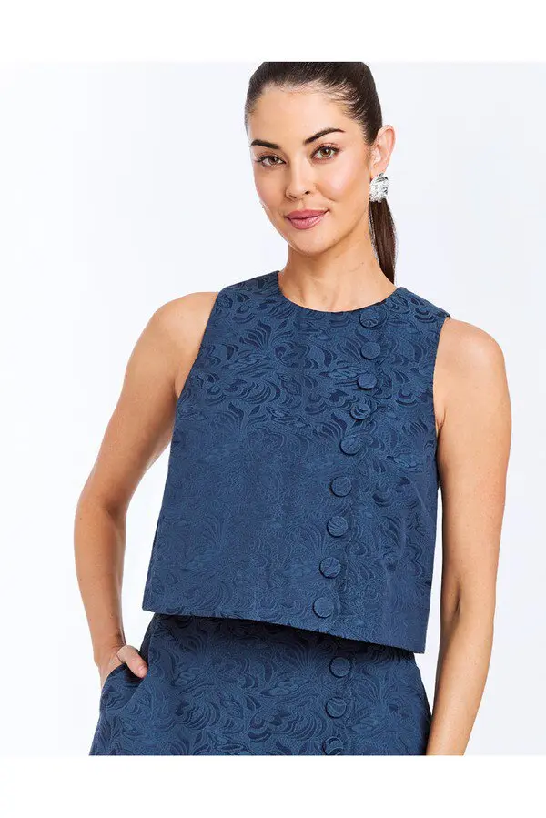 Mestiza New York Etta Scallop Tank - Navy