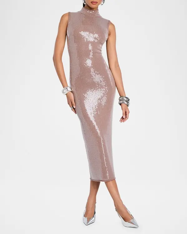 Retrofete Dove Sequined Midi Dress