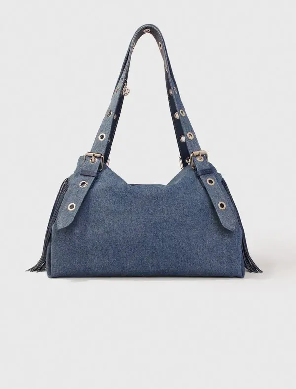 Maje Miss M Xl Denim Bag - Blue Jean