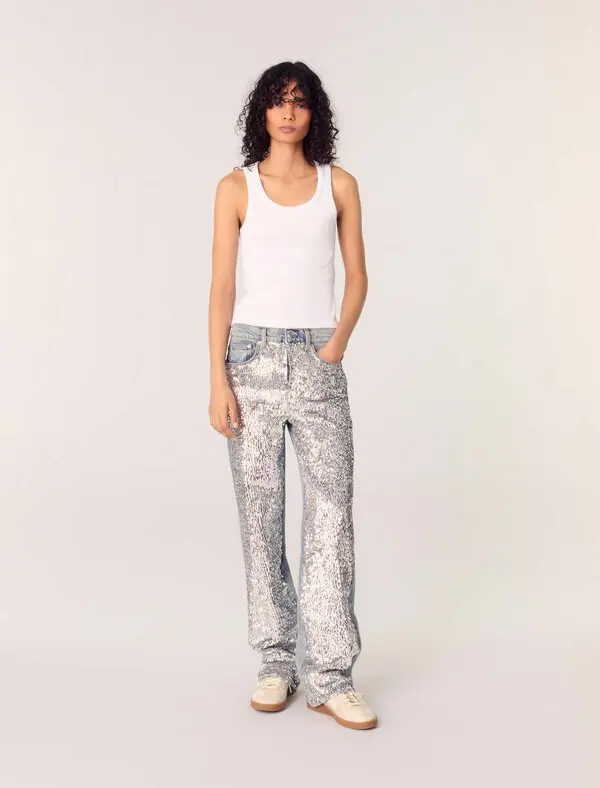 Maje Cotton Straight Leg Jeans - Blue Sky