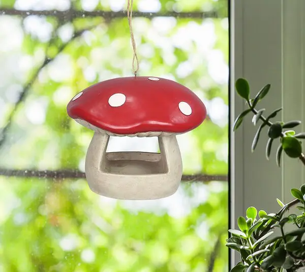 YOUNG'S INC. Young's Resin Mushroom Forest Bird Feeder