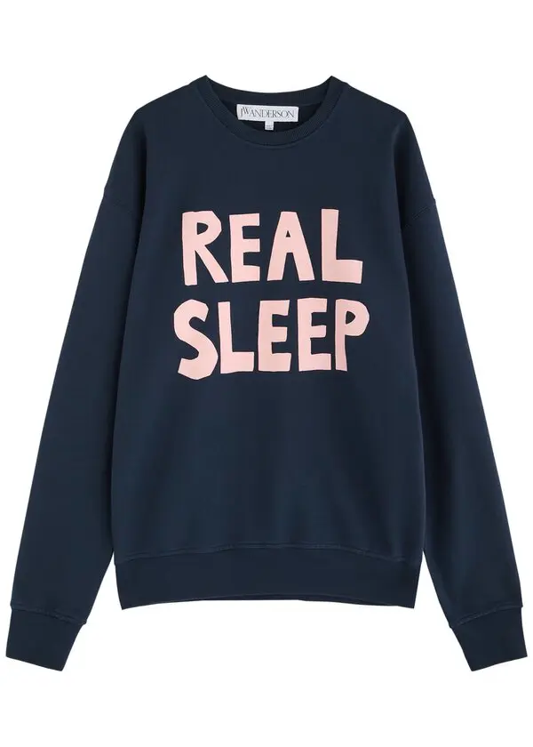 JW Anderson Printed Cotton Sweatshirt - Navy