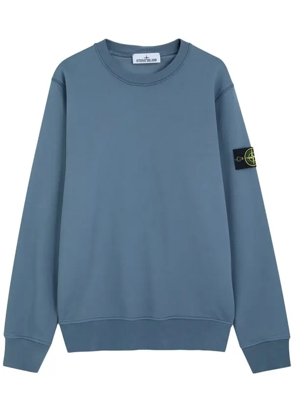 Stone Island Logo Cotton Sweatshirt - Dark Blue