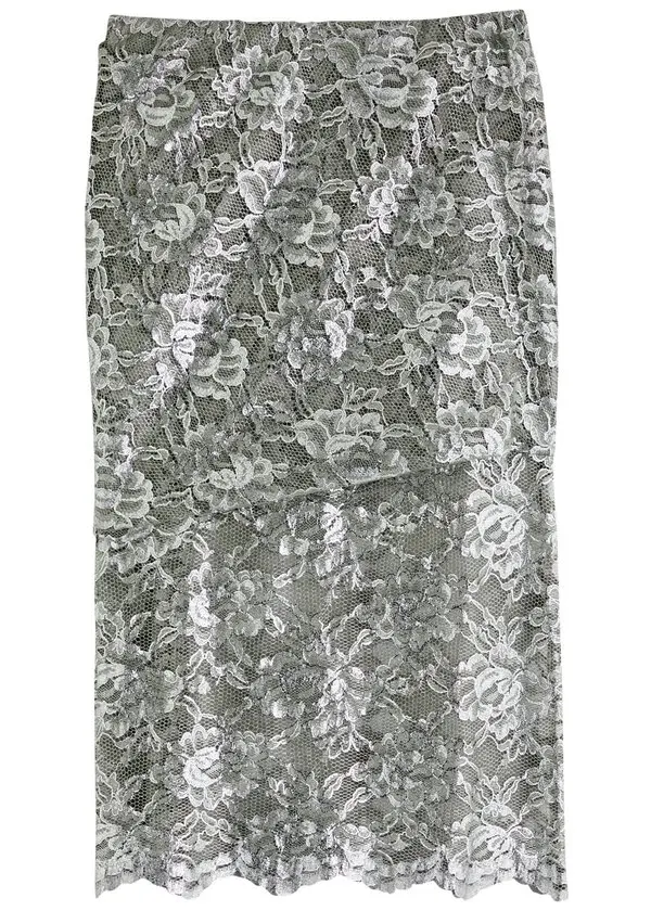 Attico Layered Metallic Lace Skirt