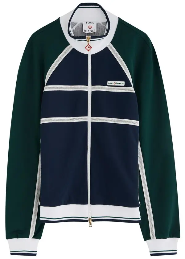 Casablanca Logo Panelled Jersey Track Jacket - Navy
